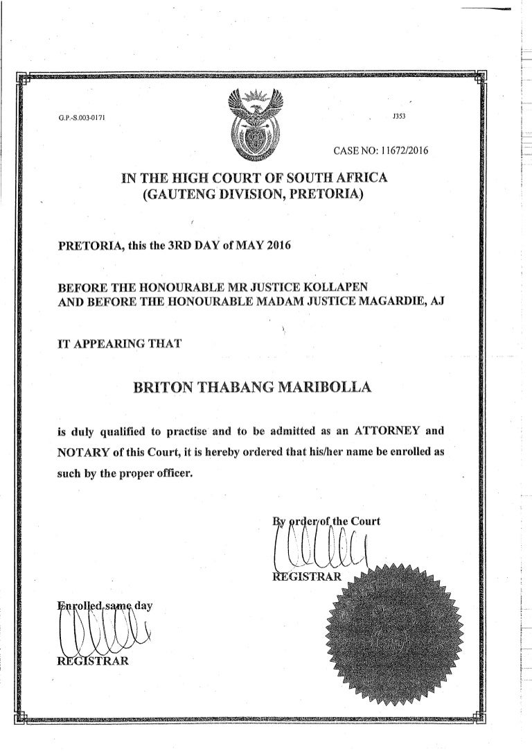 Admission Certificate