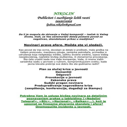 NIKOLIN KRIZA U JAVNOSTI | PDF