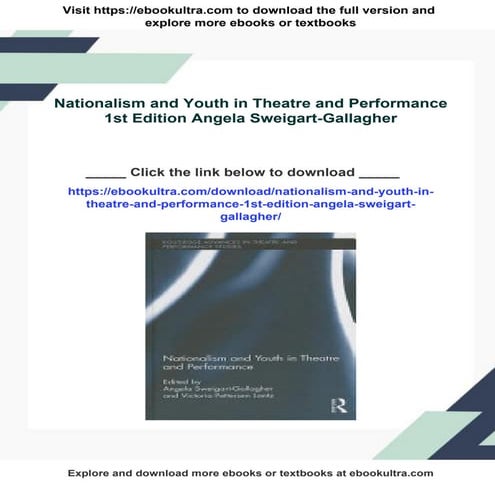 Nationalism and Youth in Theatre and Performance 1st Edition Angela ...