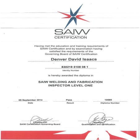SAIW LEVEL 1 DIPLOMA | PDF