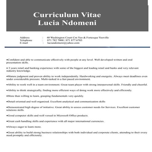 Michael Mangwende - CV - 2016 | PDF