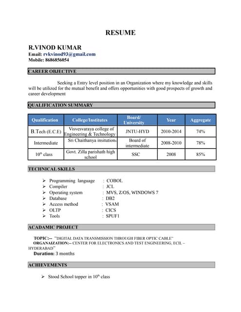 Vijay resume | DOC | Technology & Computing