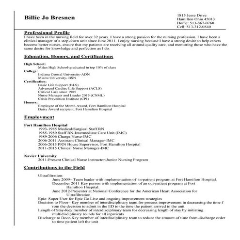 Billie Bresnen Resume 11-2-15 | PDF