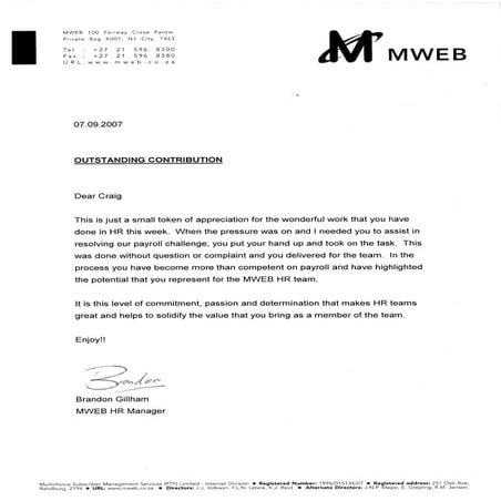 outstanding contribution letter - Mweb | PDF