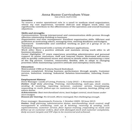 ANNA RUSSO CV PDF | PDF