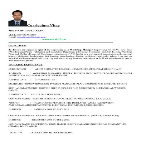 HVAC DRAFTSMAN CV | PDF