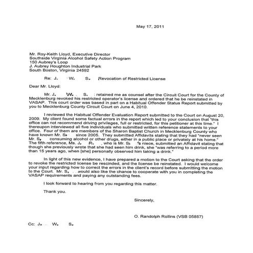 Revocation of Restricted License | PDF