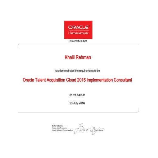 Oracle Talent Acquisition Cloud 2016 Implementation Consultant ...