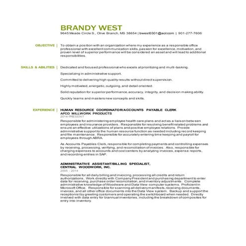 Brandy West Resume | DOCX
