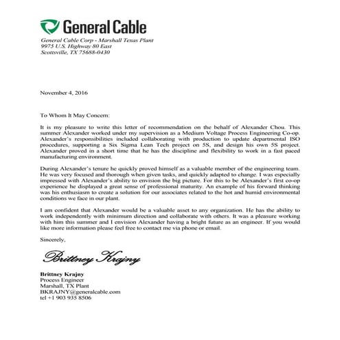 BC Hydro Reference Letter | PDF