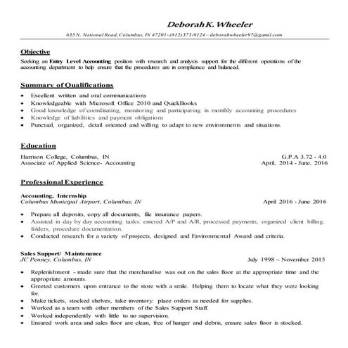 Deborah K Wheeler resume | DOCX