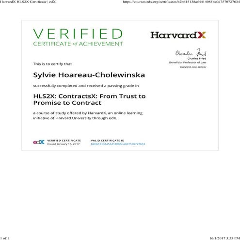HarvardX HLS2X Certificate _ edX | PDF