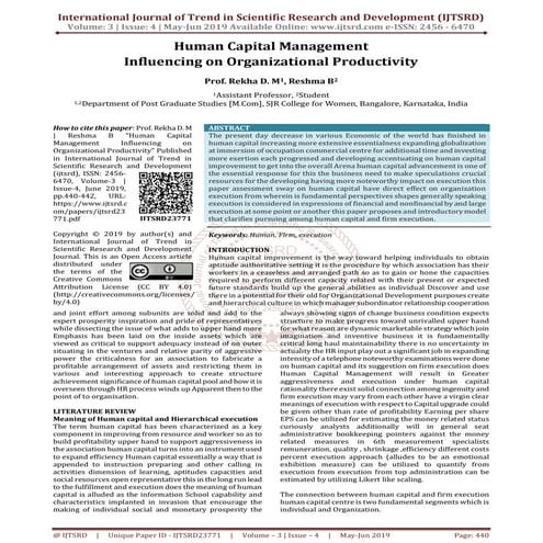 Human Capital Management Influencing on Organizational Productivity | PDF