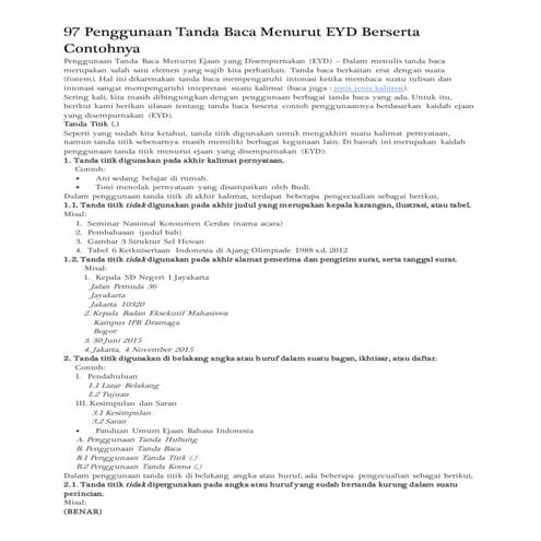 97 penggunaan tanda baca menurut eyd berserta contohnya | DOCX