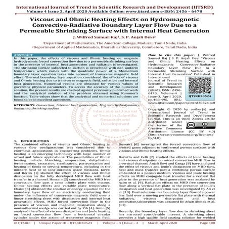 Viscous and Ohmic Heating Effects on Hydromagnetic Convective Radiative Boundary Layer Flow Due ...