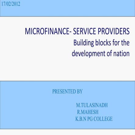 MATERI MICROFINANCE (KEUANGAN MIKRO) SECARA UMUM | PDF
