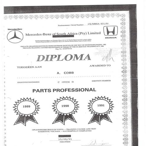 Certificate Parts Professional | PDF