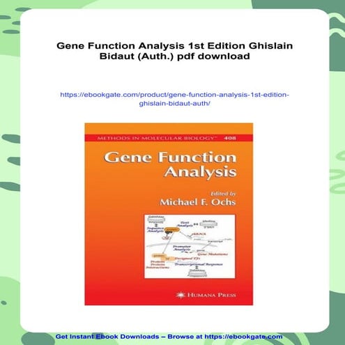 Gene Function Analysis 1st Edition Ghislain Bidaut Auth Pdf 0028