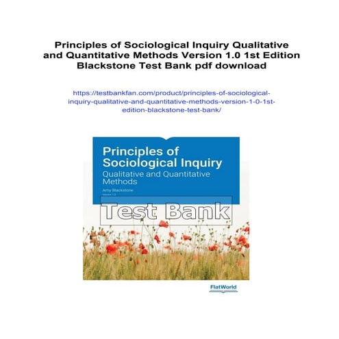 Principles of Sociological Inquiry Qualitative and Quantitative Methods ...