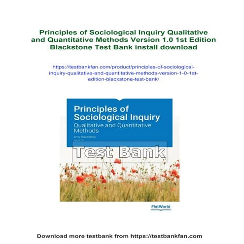 Principles of Sociological Inquiry Qualitative and Quantitative Methods ...