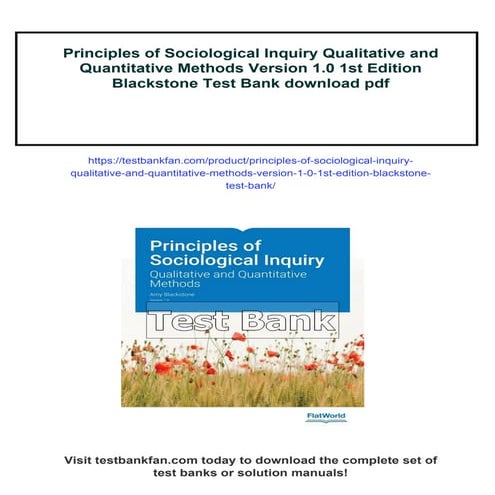 Principles of Sociological Inquiry Qualitative and Quantitative Methods ...