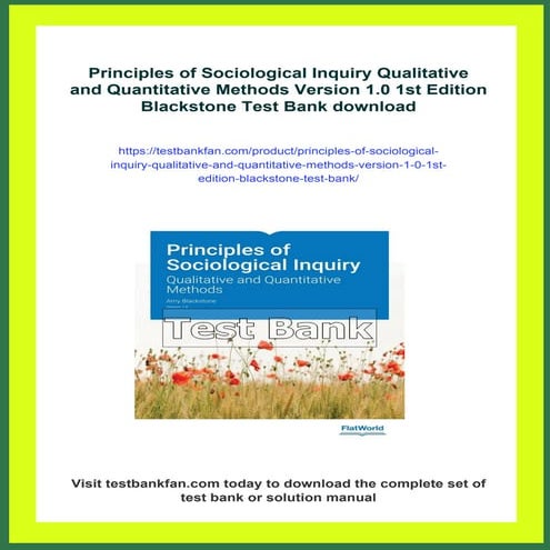 Principles of Sociological Inquiry Qualitative and Quantitative Methods Version 1.0 1st Edition ...