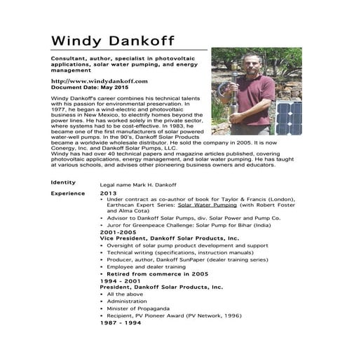 Windy Dankoff CV 2015 | PDF | Power and Energy Industry | Industries