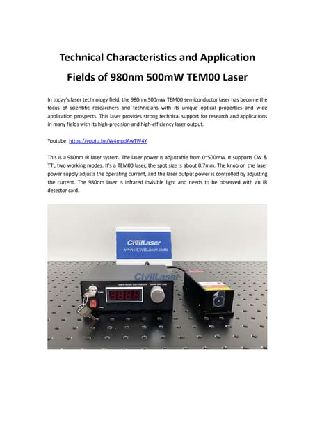 375nm 1-30mW UV Laser Coupled PM Fiber Output | DOCX