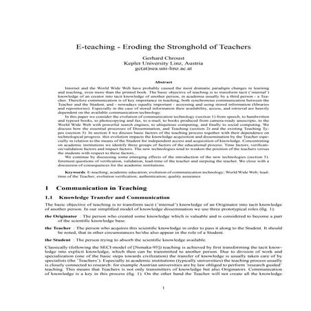 Research Note on E-teaching | PDF