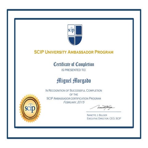 SCIP Certificate Miguel Morgado | PDF