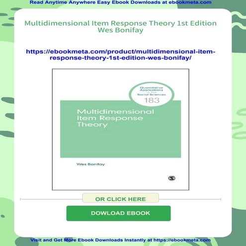 Multidimensional Item Response Theory 1st Edition Wes Bonifay | PDF