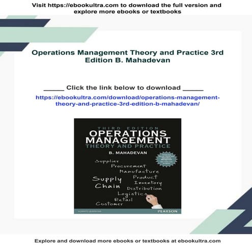 Operations Management Theory and Practice 3rd Edition B. Mahadevan | PDF