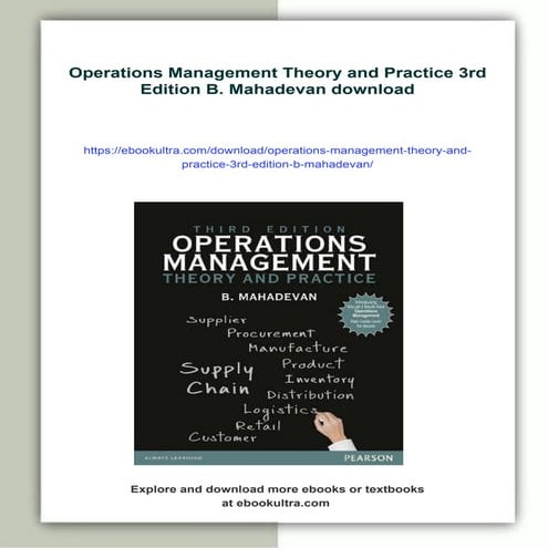 Operations Management Theory and Practice 3rd Edition B. Mahadevan | PDF