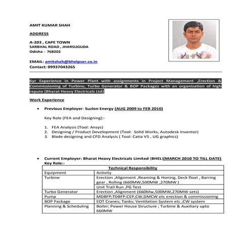Resume_amit shah_pic | PDF