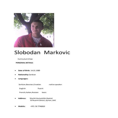 CV Slobodan Markovic - Starwood | PDF