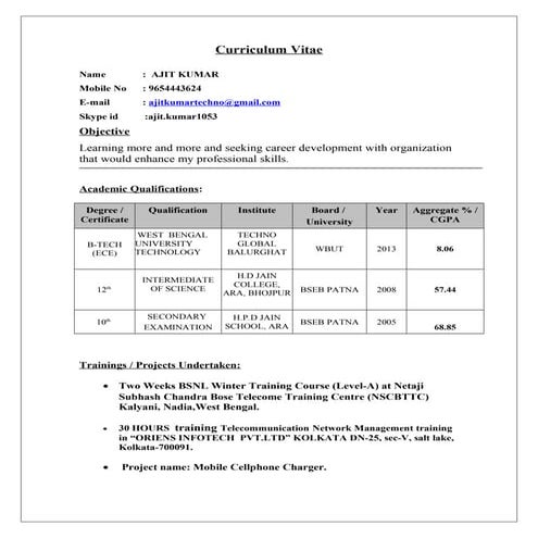 aj fresh cv sept 2016 | DOC
