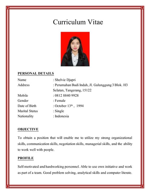 contoh cv bahasa inggris stephanie | DOCX