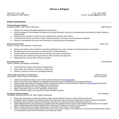 Resume of Anna LaVigne | DOC