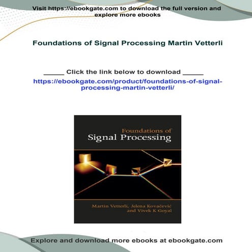 Complete Download Foundations of Signal Processing Martin Vetterli PDF All Chapters | PDF