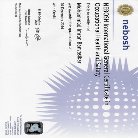 Nebosh Certificate | PDF