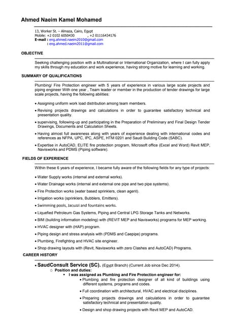 CV_ BIM Revit Mep Modeler & Draftsman | PDF