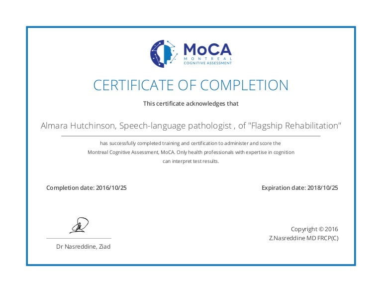 MoCA Certification