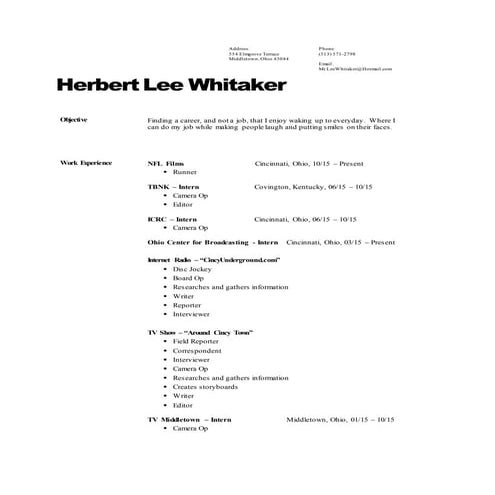 Herbert Lee Whitaker - Resume 2 | PDF