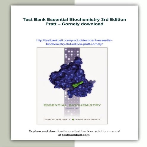 Test Bank Essential Biochemistry 3rd Edition Pratt – Cornely | PDF