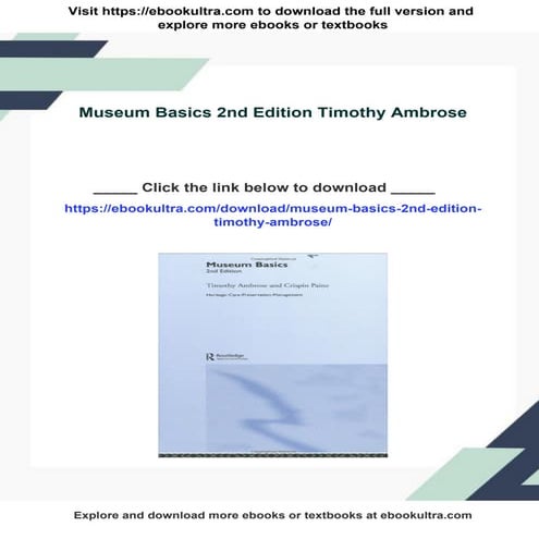 Museum Basics 2nd Edition Timothy Ambrose | PDF