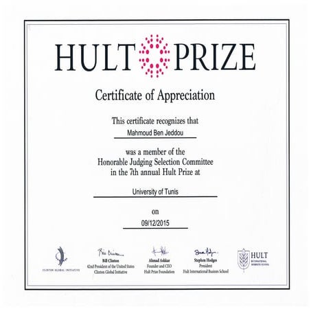Certificate – Hult Prize 2015 | PDF