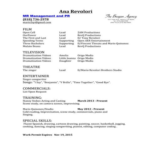 Ana Revolori Resume | PDF