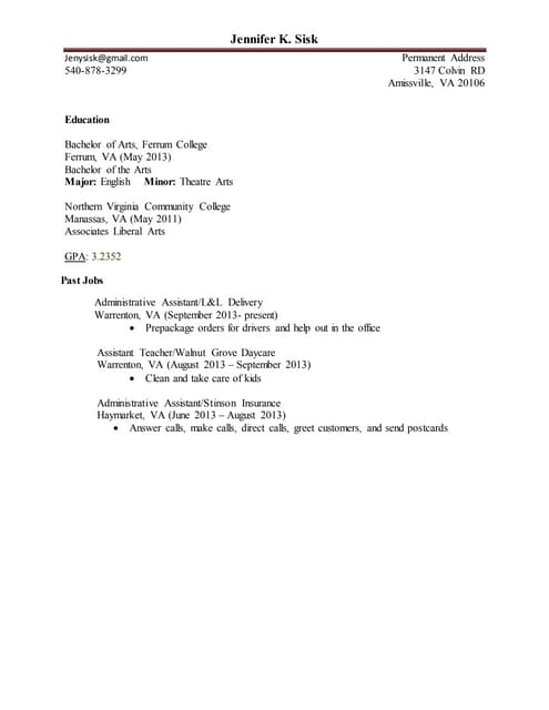 Joycelyn Sinclair resume | DOCX