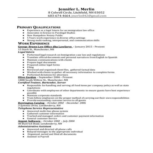 Jennifer Merlin Resume | DOCX