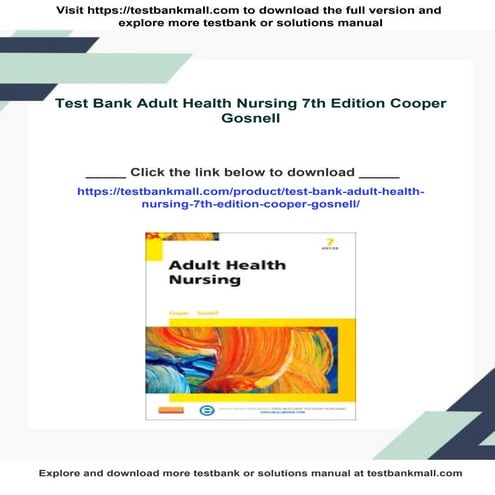 Test Bank Adult Health Nursing 7th Edition Cooper Gosnell | PDF